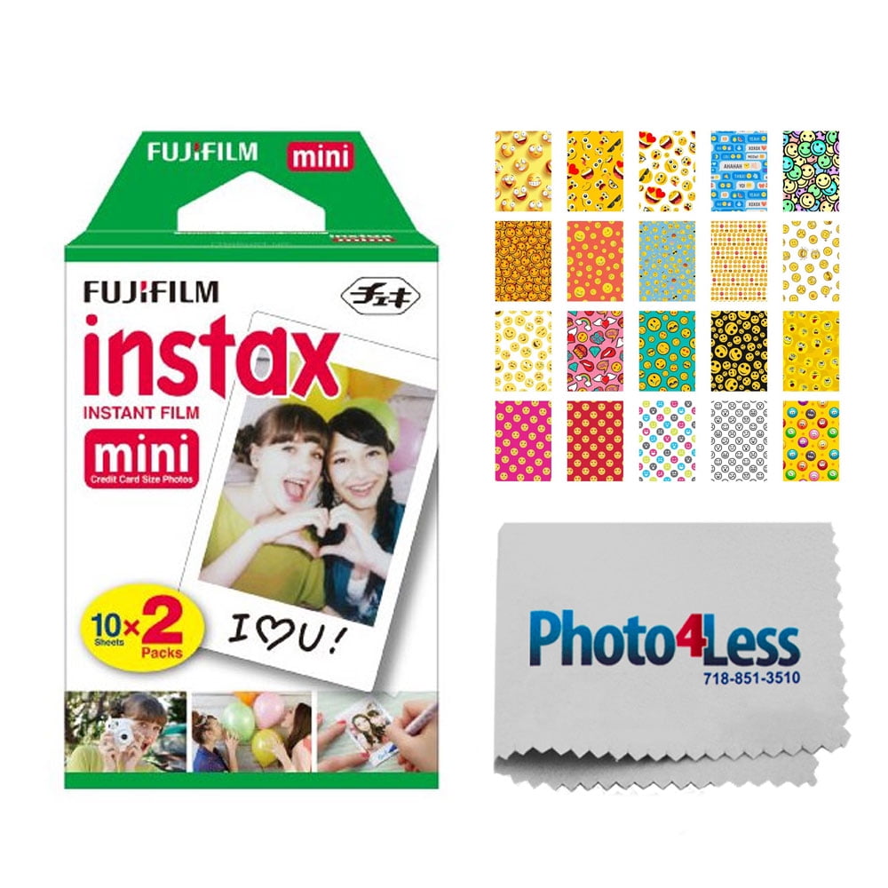 Fujifilm instax mini Instant Film (20 Exposures) + 20 Sticker Frames ...