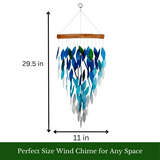 Blue Handworks Glass Wind Chime Deluxe Ocean Waterfall Wind Chimes for ...