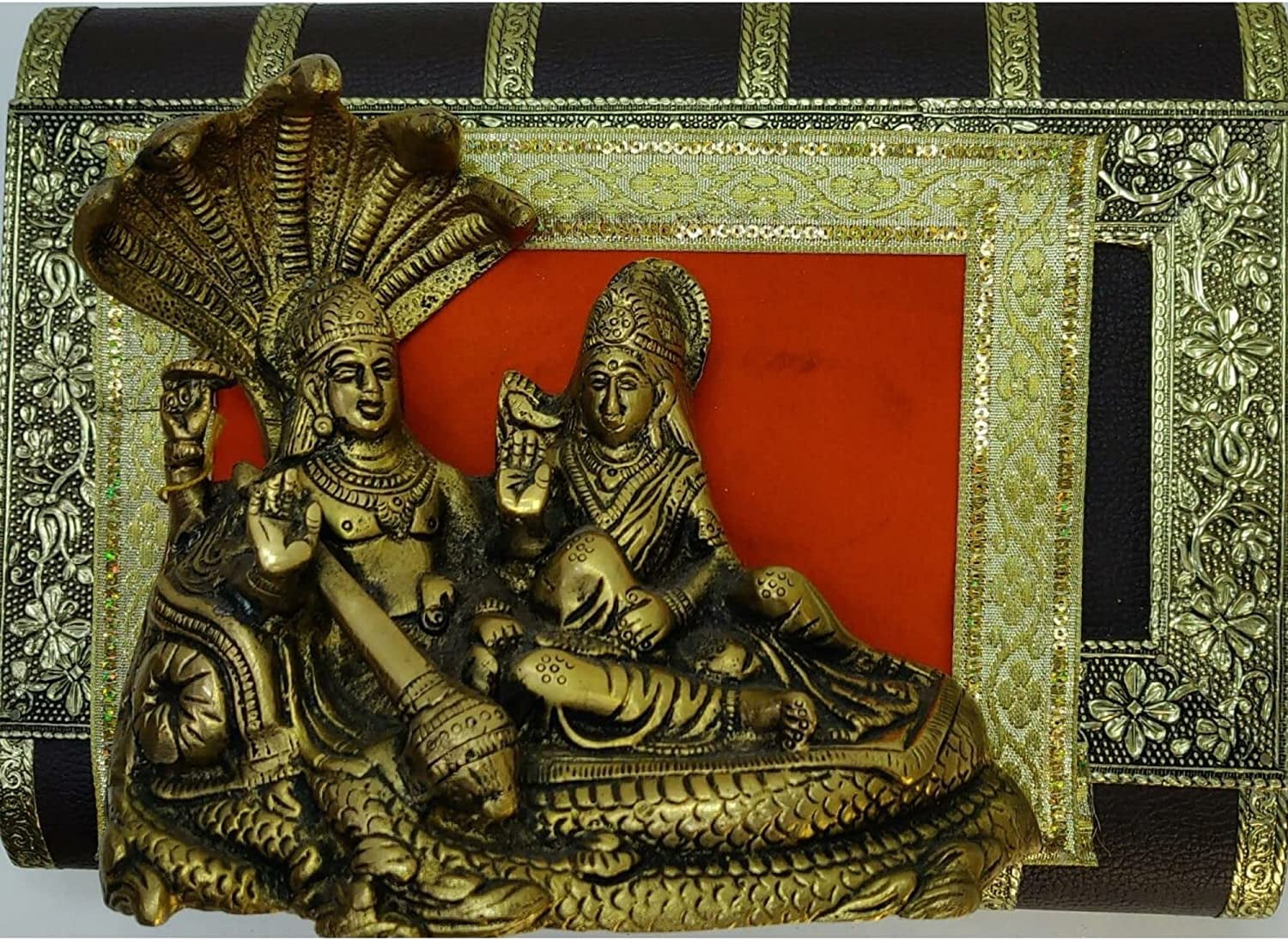 Handmade Brass Vishnu Lakshmi Sculpture - Hindu God Narayan Idol ...