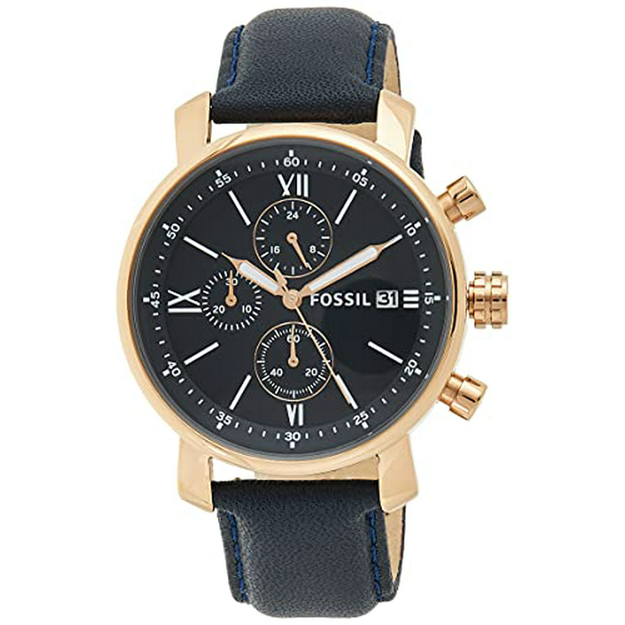 Click here for Fossil Rhett Chronograph Navy Leather Watch Bq1704 prices