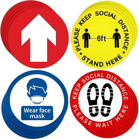 24 Pieces Social Distance Floor Decal Stickers Arrows Signs 10 Inches ...
