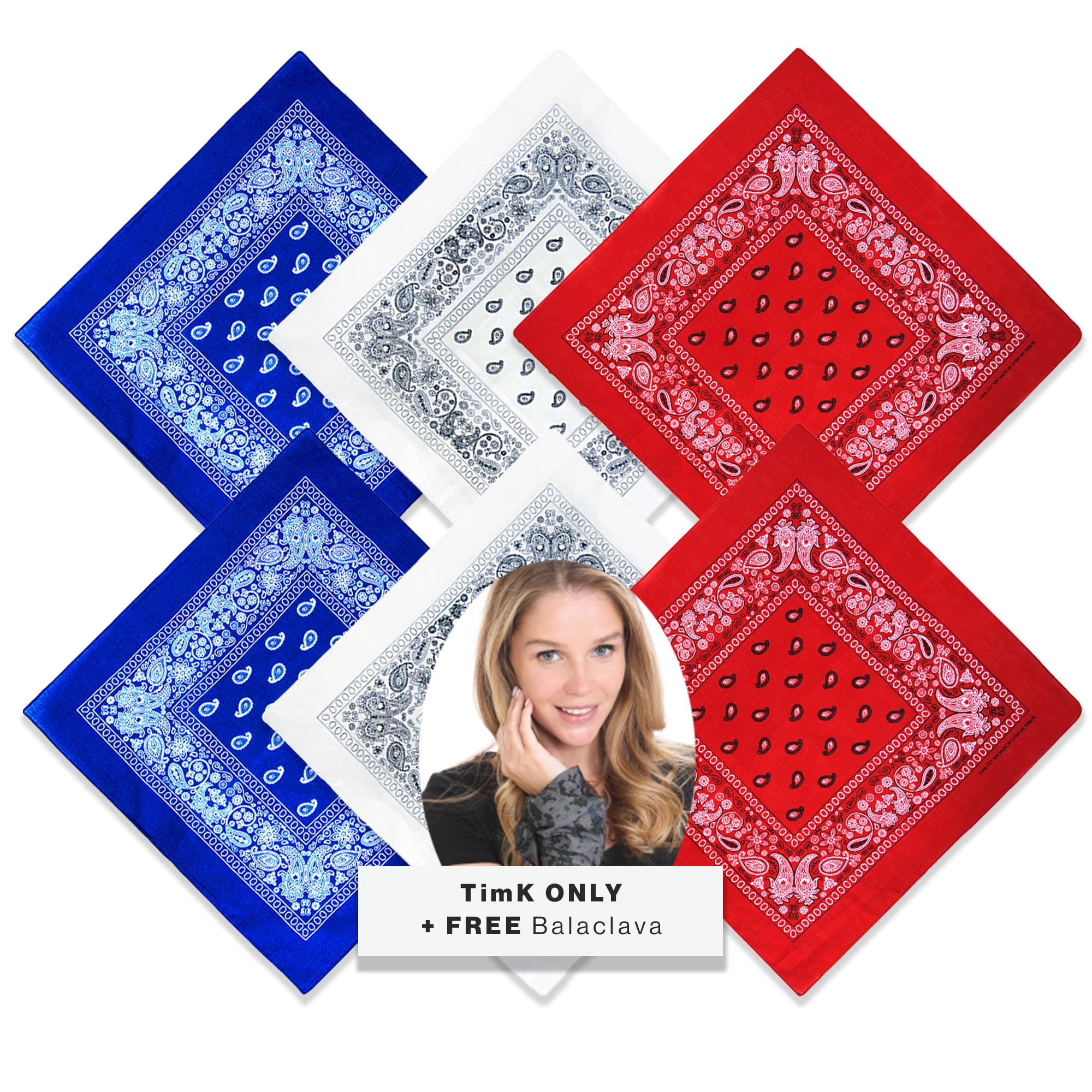 Click here for Basico 100 Cotton Head Wrap Bandanas 6 Pack prices