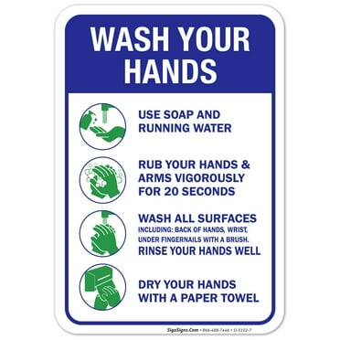 Funny Hand Washing Sign, Employees Must Wash Hands Sign, 18x24 Aluminum ...