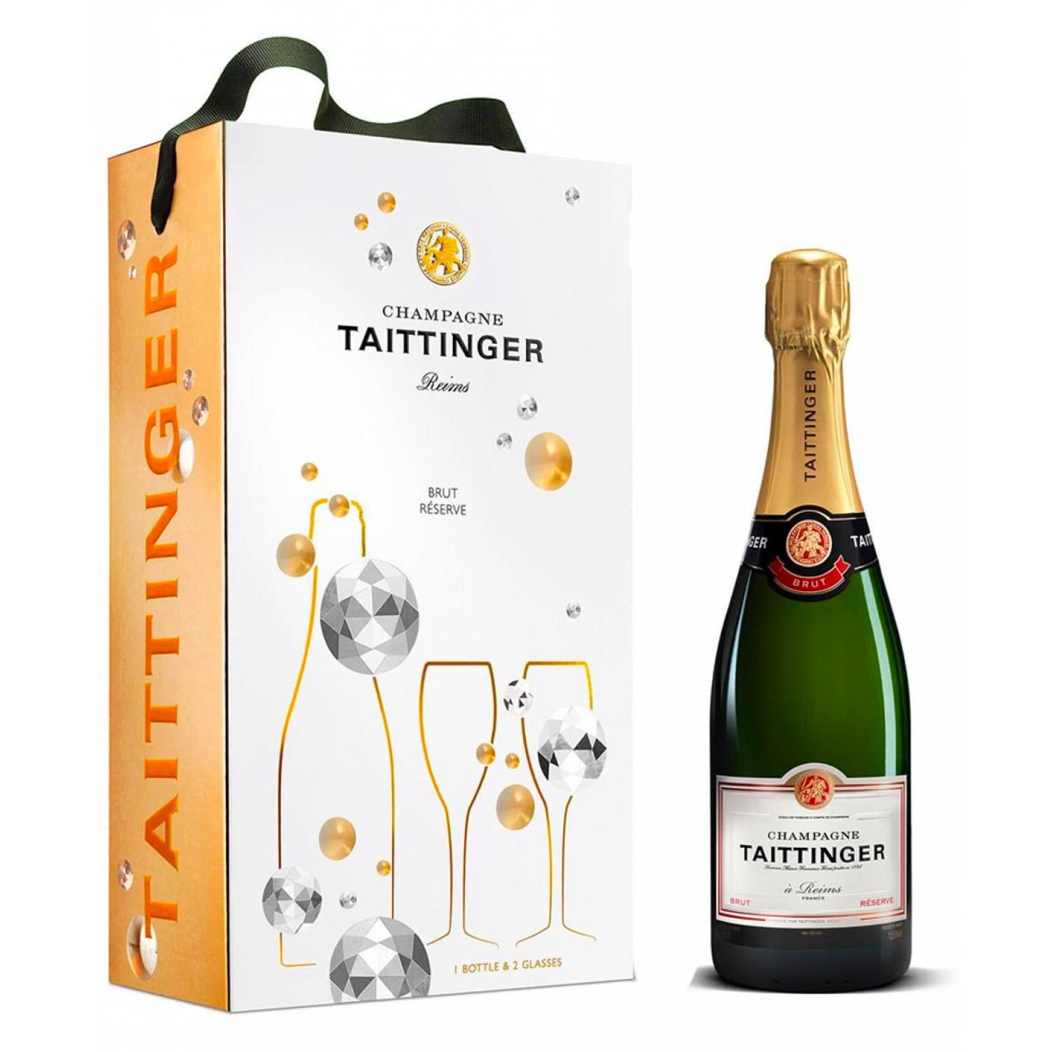 Champagne Taittinger Brut Reserve 750 ml + 2 Copas Taittinger | Walmart ...