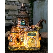 Large Fairy Garden LED Light Up Castle, Miniature Stone House Decor ...