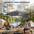 9ft Gray Solar LED Patio Umbrella, Push Button Tilt & Crank Design, 6 ...