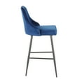 Marcel Contemporary Counter Stool In Black Metal And Navy Blue Velvet ...