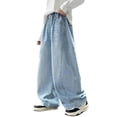 Boys Baggy Jeans Cartoon Embroidery Wide Leg Denim Pants for Big Kids ...