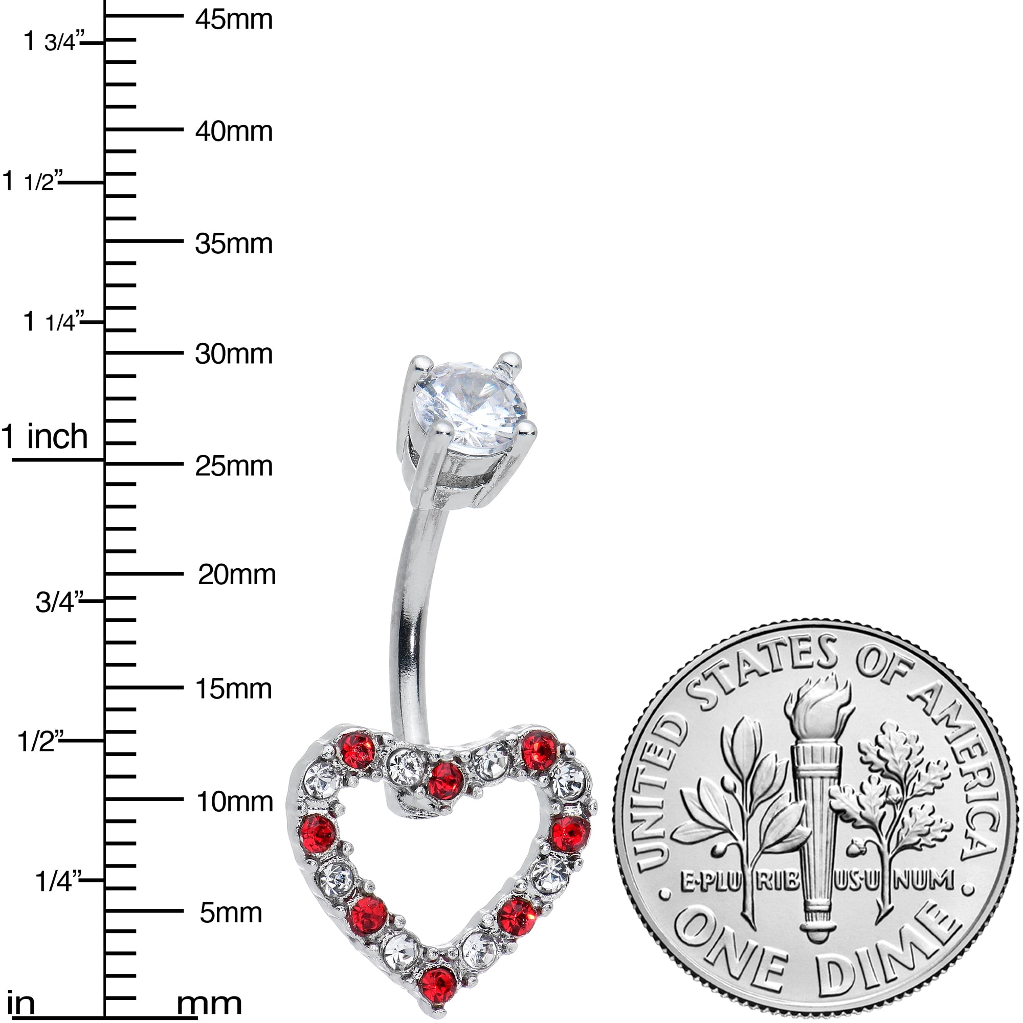 Body Candy Womens 14G Stainless Steel Navel Ring Piercing Clear Red ...