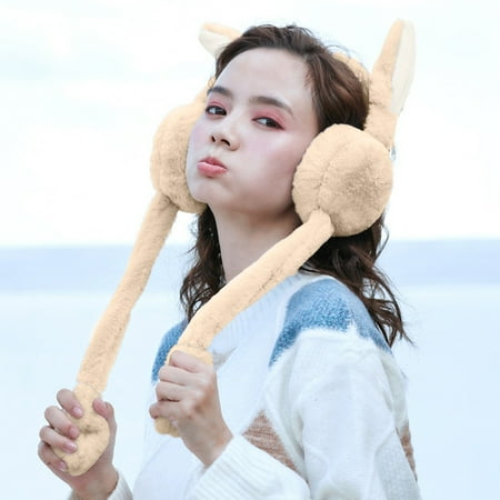 Koudehua Earmuffs For Winter Unisex Cute Up Moving Ear Bunny, Rabbit ...