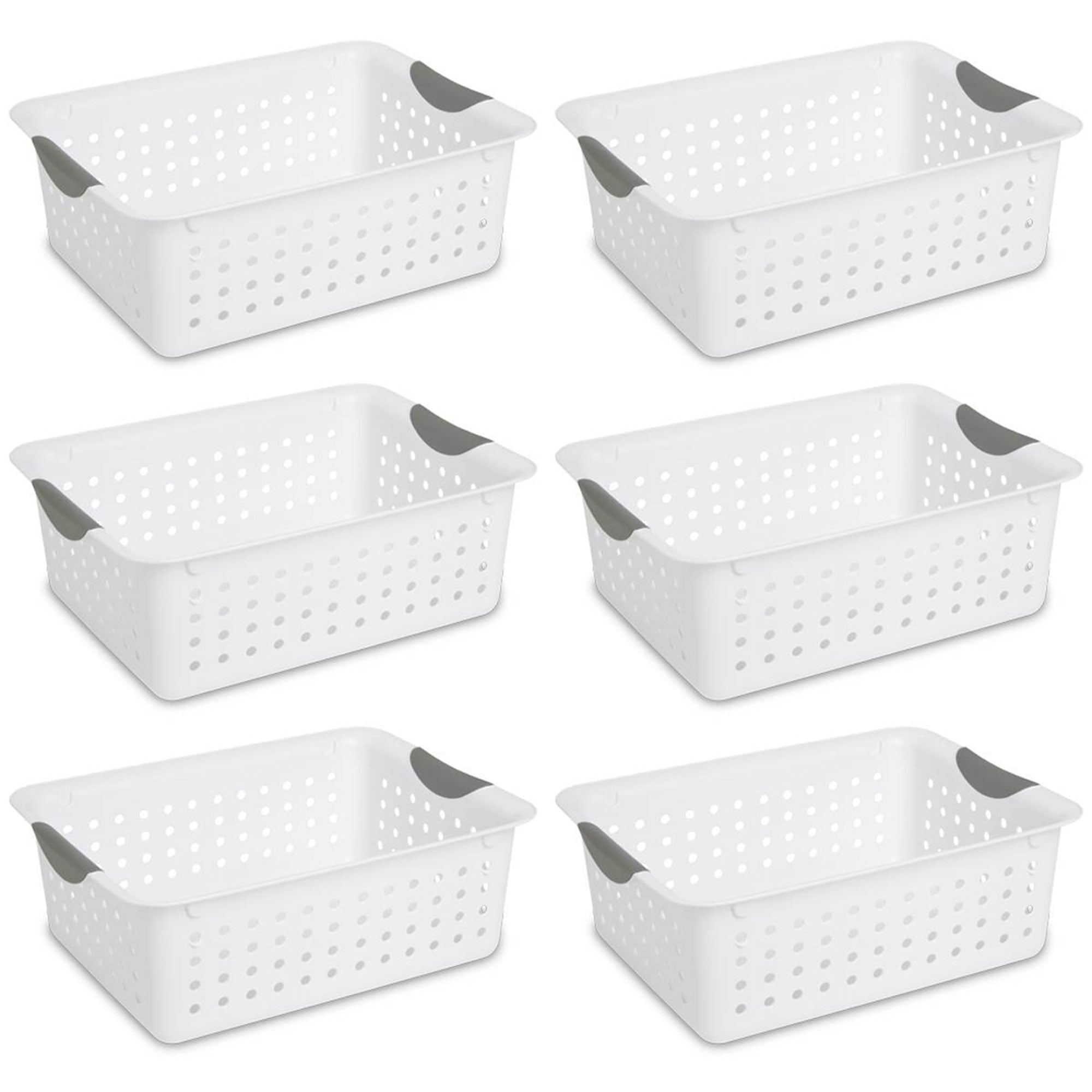 Sterilite Medium Ultra Plastic Storage Organizer Basket, White, (6 Pack ...