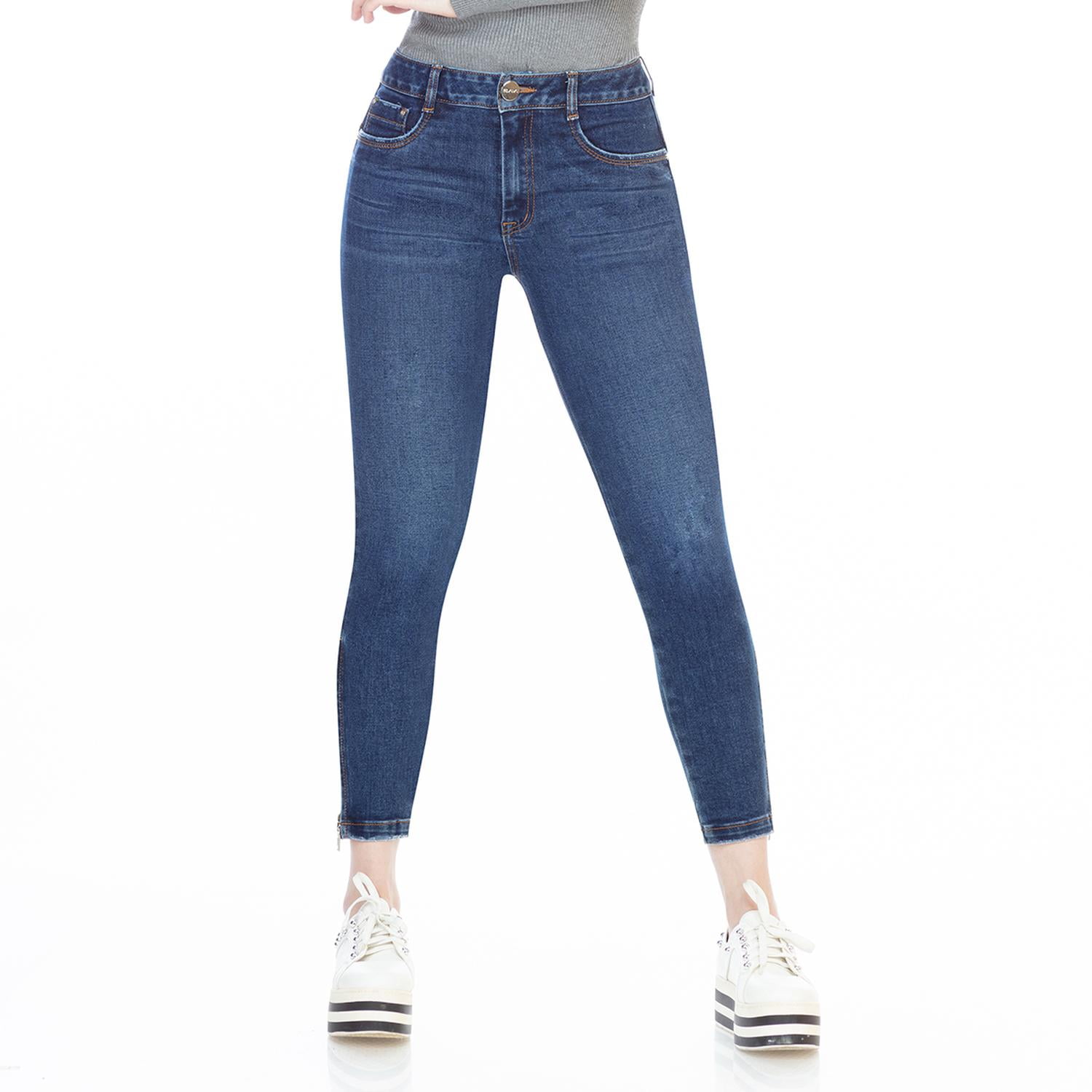 Pantalón para mujer básico corte skinny de mezclilla stretch y cierre ...