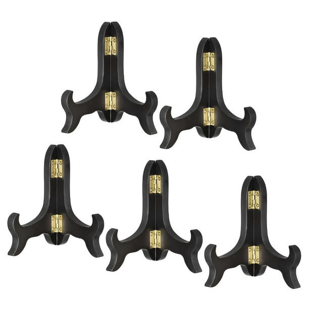 4" Easel Plate Holder, Wooden Folding Display Stand Black for ...