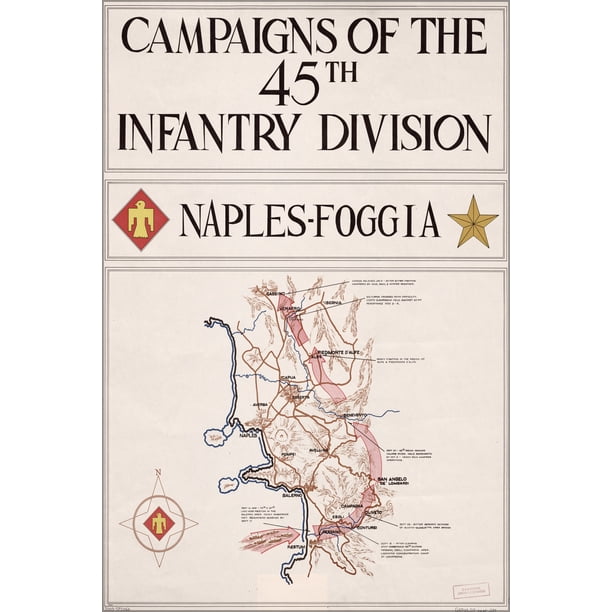24"x36" Gallery Poster, map of 45th Infantry Division naples foggia ...