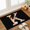 Black Letter K Flower Door Mat Watercolor Alphabet K Pink Beige Floral ...