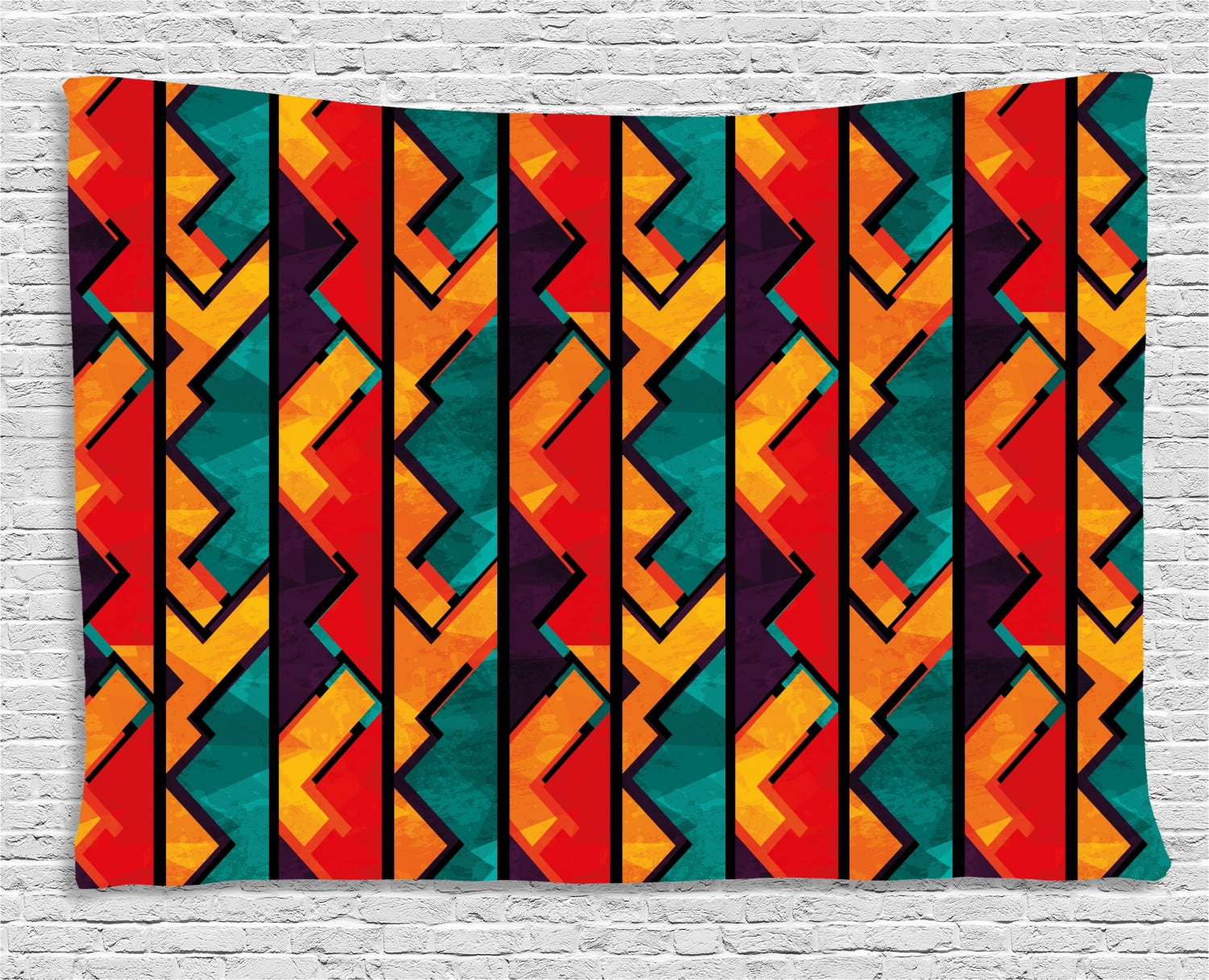 Grunge Tapestry, African Geometric Pattern Ancient Antique Design ...