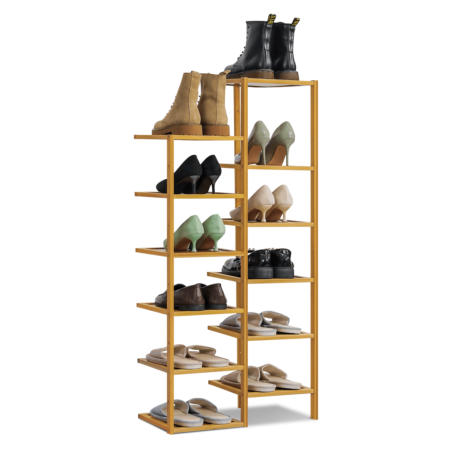 Magshion Bamboo 12 Tiers Shoes Rack, 12 Pairs Organizer Shelf Stand ...