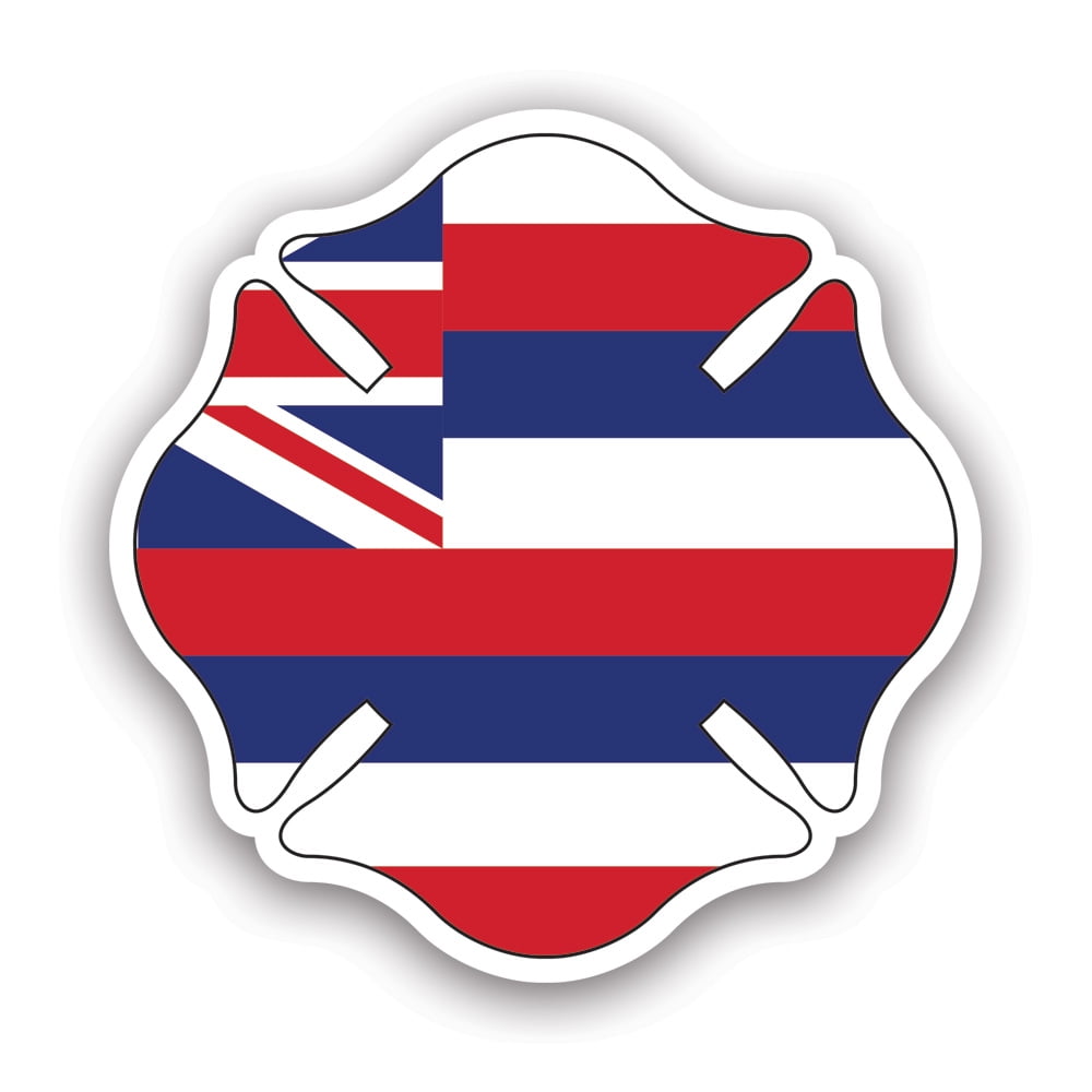 Hawaii State Maltese Cross Shaped Sticker Decal - Self Adhesive Vinyl ...