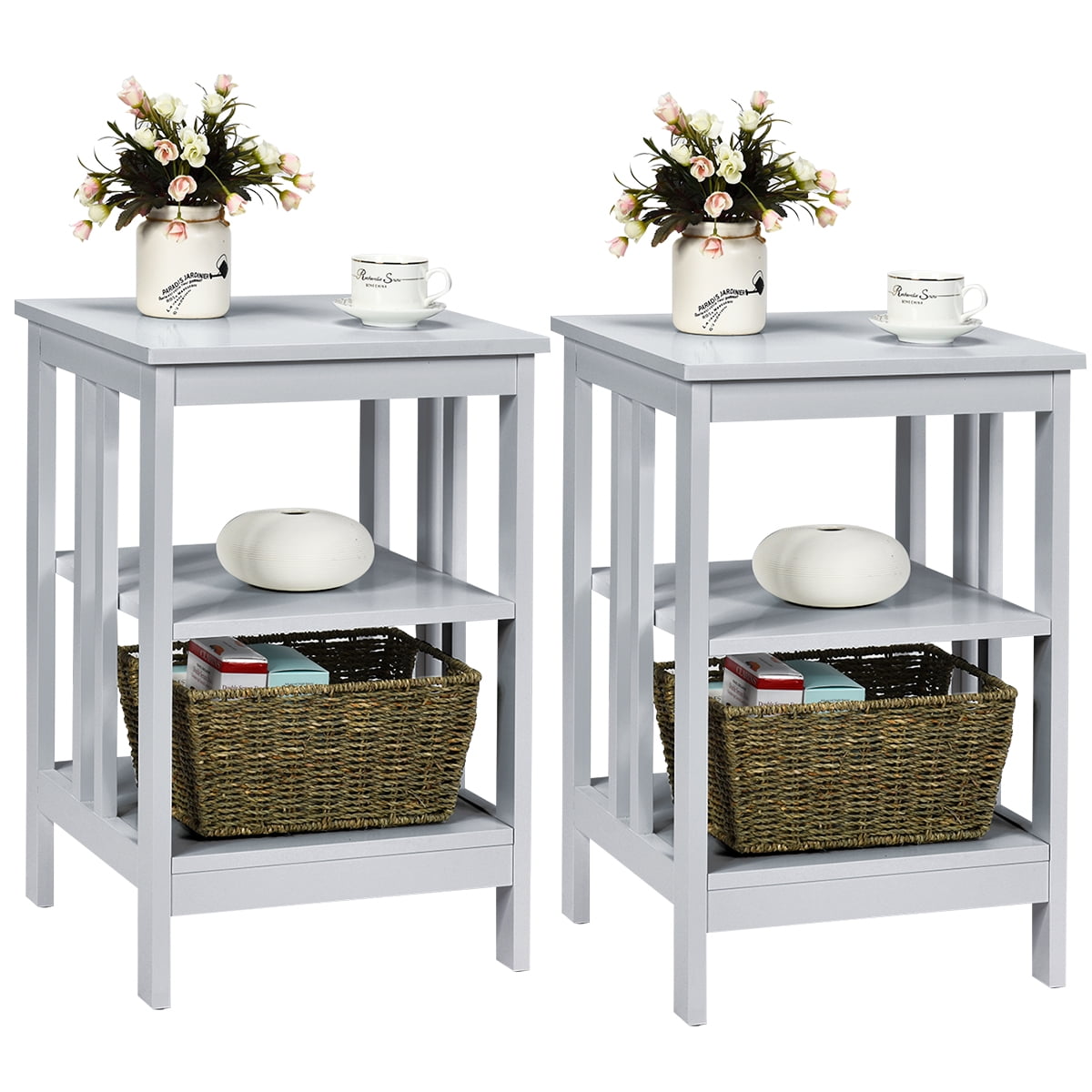 Click here for Patiojoy 2pcs 3-Tier Side Table Nightstand Sofa En... prices