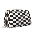 Gaeub Black and White Checkerboard Printed Travel Cosmetic Bag,Makeup ...