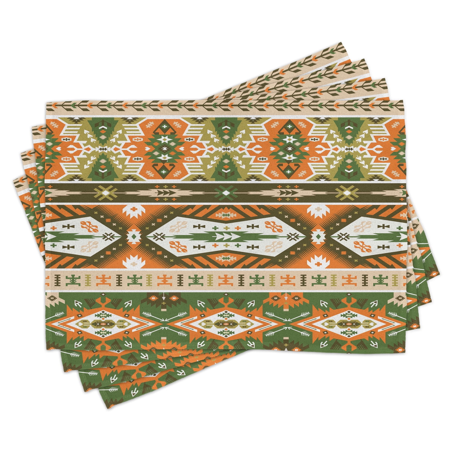 Ambesonne Tribal Place Mats Set of 4, Aztec Mayan Style Stripe ...