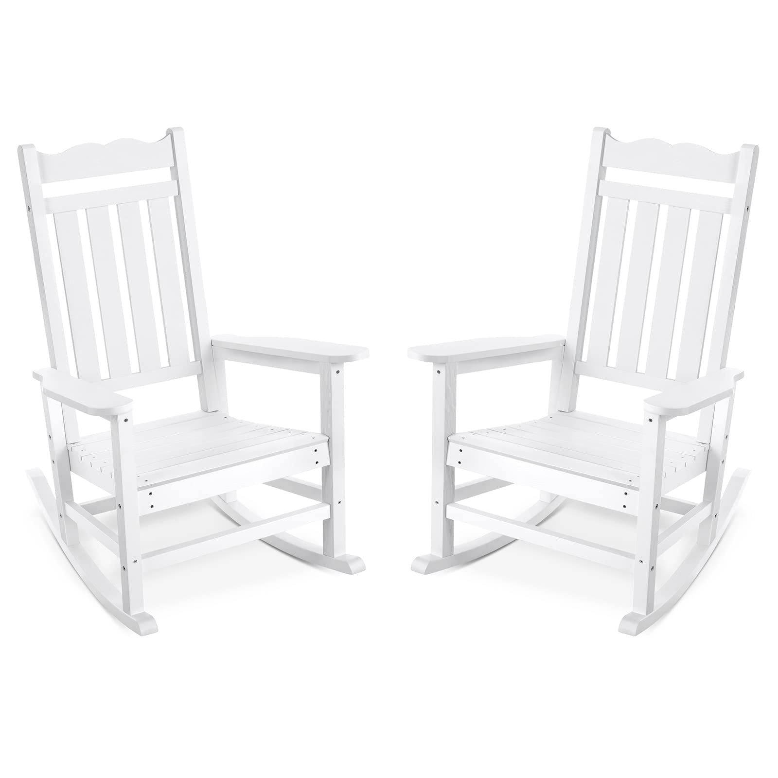 Outdoor Patio Rocking Chair Set of 2, White Garden Porch Rocker ...