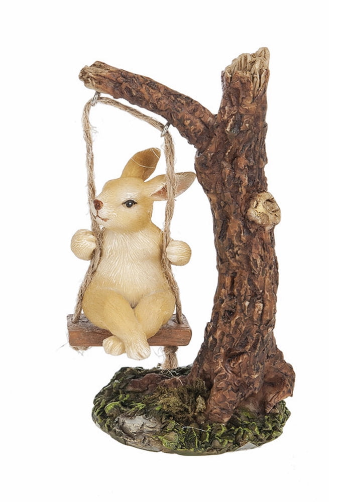 Rabbit Swinging on a Rope Swing Springtime Decorative Figure - By Ganz ...