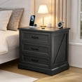 24" Farmhouse Nightstand with Charging Station, Bedside Table with Type ...