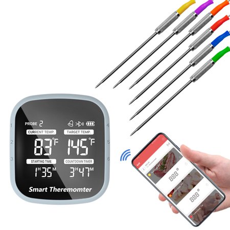 Bluetooth Barbecue Thermometer with Probes, Kitchen Thermometer for ...