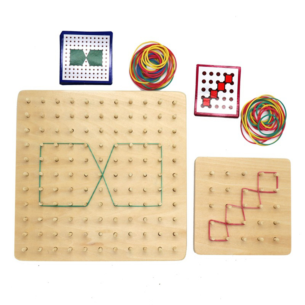 Yesbay Wooden Rubber Tie Nail Geoboard with Cards Geometry Learning ...