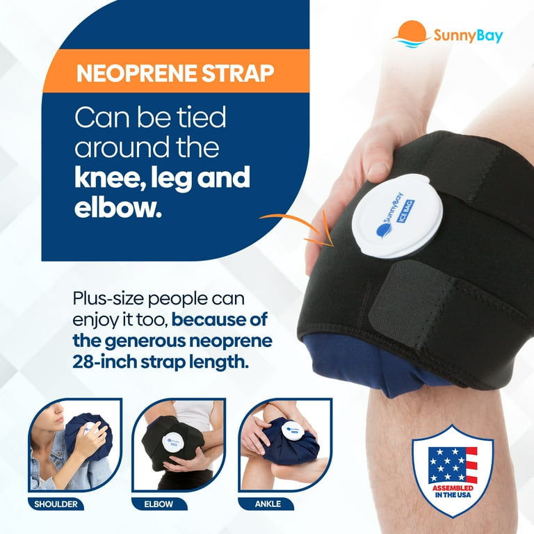 SunnyBay Reusable Large Ice Bag 11 inches with Strap 28 inches Cold Therapy for Knee Injury Icing after Physical Therapy Blue Black