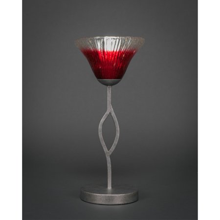 Revo Mini Table Lamp Shown in Aged Silver Finish With 7" Raspberry ...