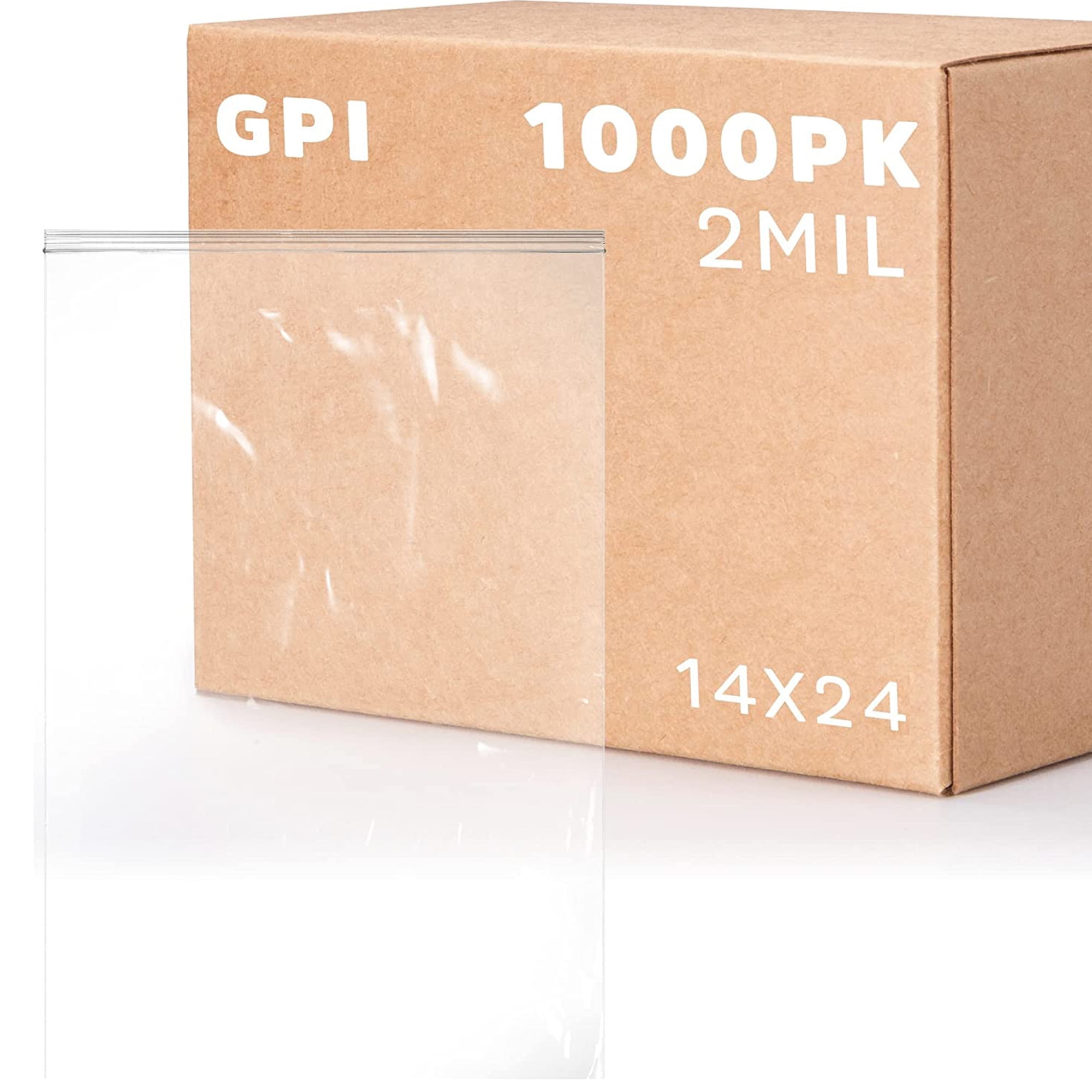 GPI 14” x 24” Reclosable Ziplock Bag 2 Mil Jumbo Clear Zipper Bags for ...