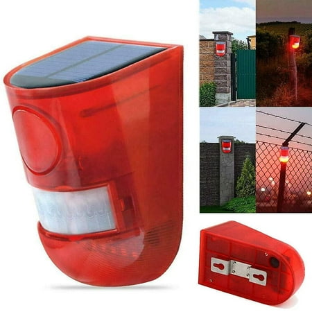 Solar Powered Sound Strobe Alarm Flashing Sensor Light Lamp Motion ...