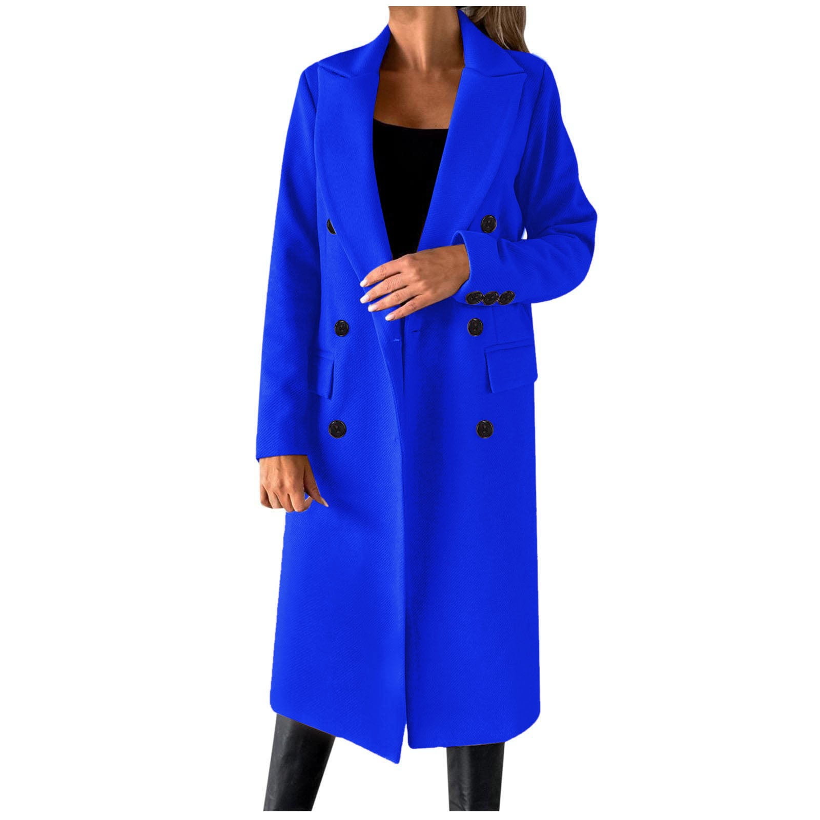Click here for Gdreda Womens Long Double Breasted Coats Lapel Col... prices