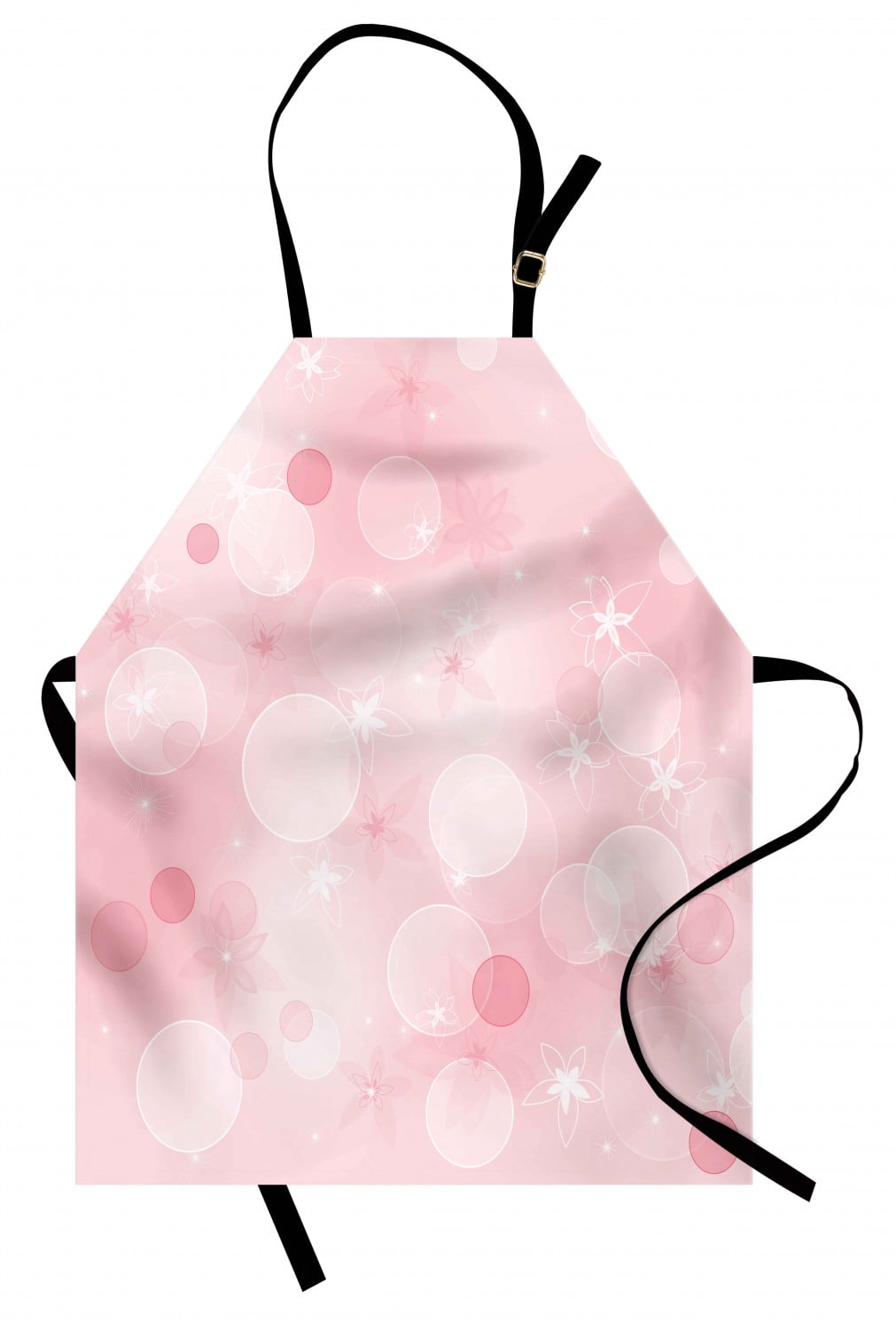 Light Pink Apron Floral Background with Hazy Bubbles and Flower Icons ...