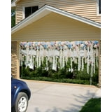 8X6 ft Wedding Floral Garage Door Background White Blue Rose Flower ...