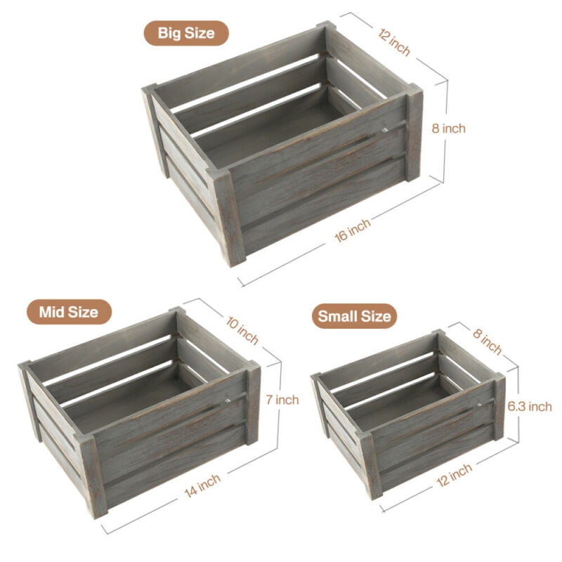 Buy Rustic Wood Nesting Crates Decorative Farmhouse Flower Boxes Wooden ...