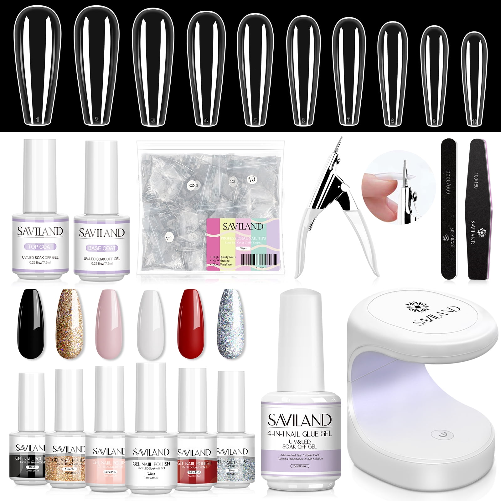 Buy Saviland Nail Tip and Glue Gel Kit with Gel Nail Polish - Gel x ...