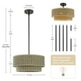 Prime Ray 3-Light 2-Tier Coastal Seagrass and Rattan Matte Black ...