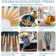 33-Piece Non-Stick Silicone Kitchen Utensil Set with Holder, Dark Blue ...