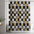 Black Gold Mosaic Shower Curtain for Bathroom, Rustic Abstract ...