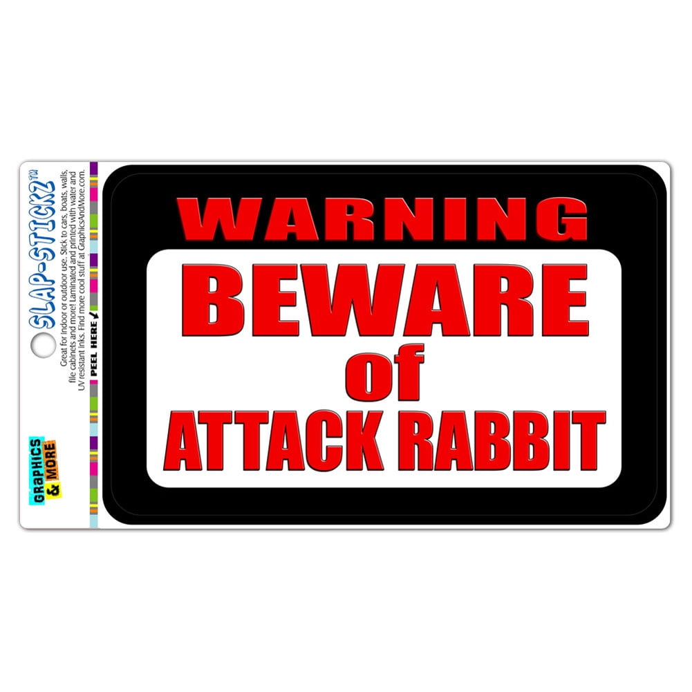Warning Beware of Attack Rabbit SLAP-STICKZ(TM) Automotive Car Window ...