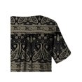 Kzkr Womens Floral Printed Henley Short Sleeve V Neck T Shirt Pleated