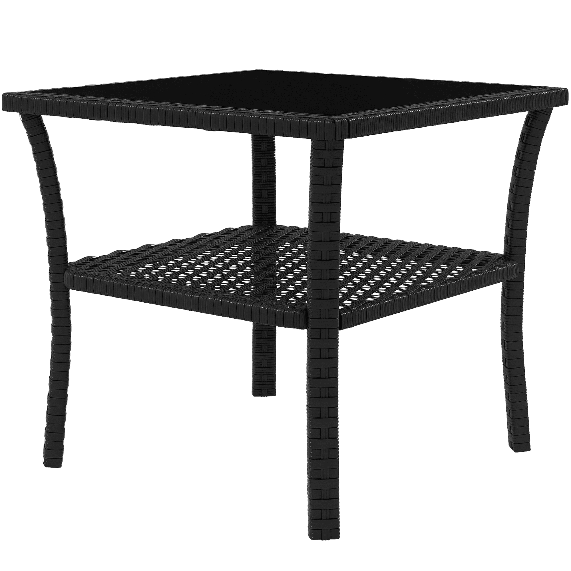 Click here for Outsunny Patio Wicker Coffee Table W/ Two-Tier Des... prices