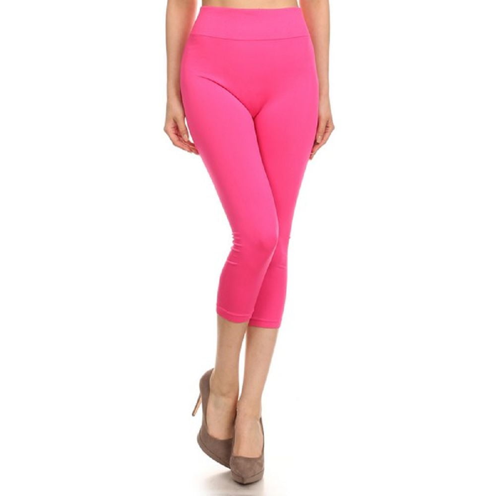 Women Capri Strechy Leggings Tights Slimming Seamless Pants, Fuchisa ...