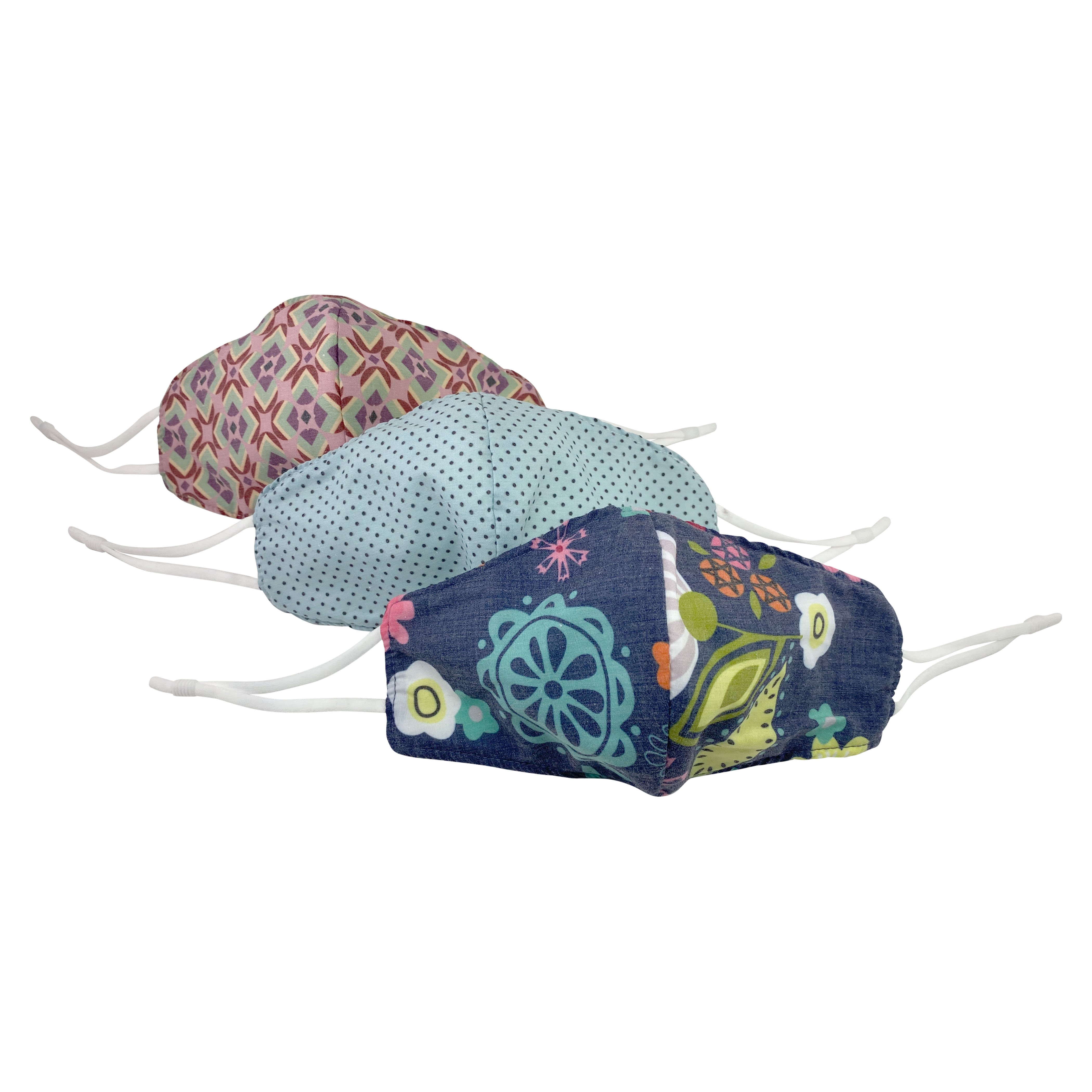 Collections Etc 3-Pack Reusable Double Layer Cloth Fabric Face Masks ...