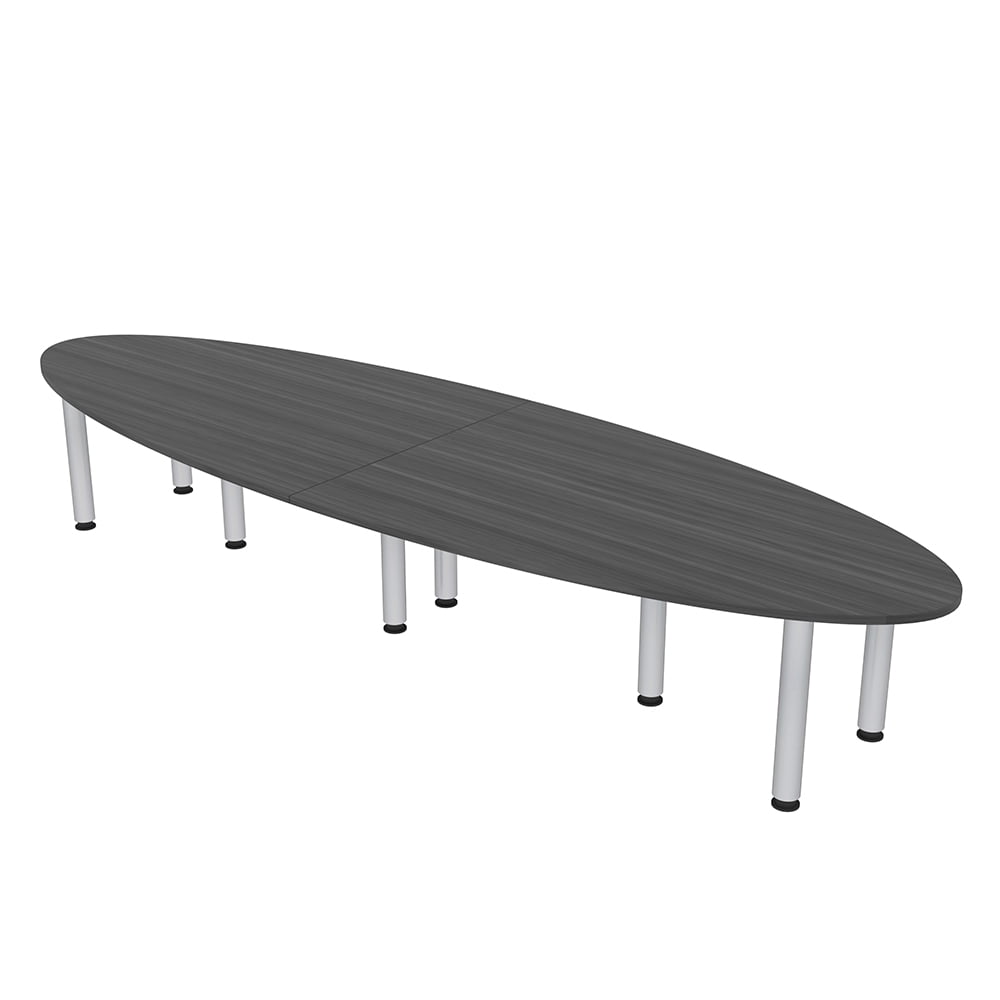 10 Person Oval Conference Table 12'x4' with Power And Data Post Legs ...