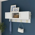 Bowery Hill 48W Wall Mounted Coat Rack with Doors in White - Engineered ...