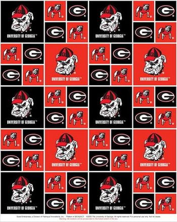 University of Georgia Fabric Fine Cotton Classic Geometric Design-Sold ...